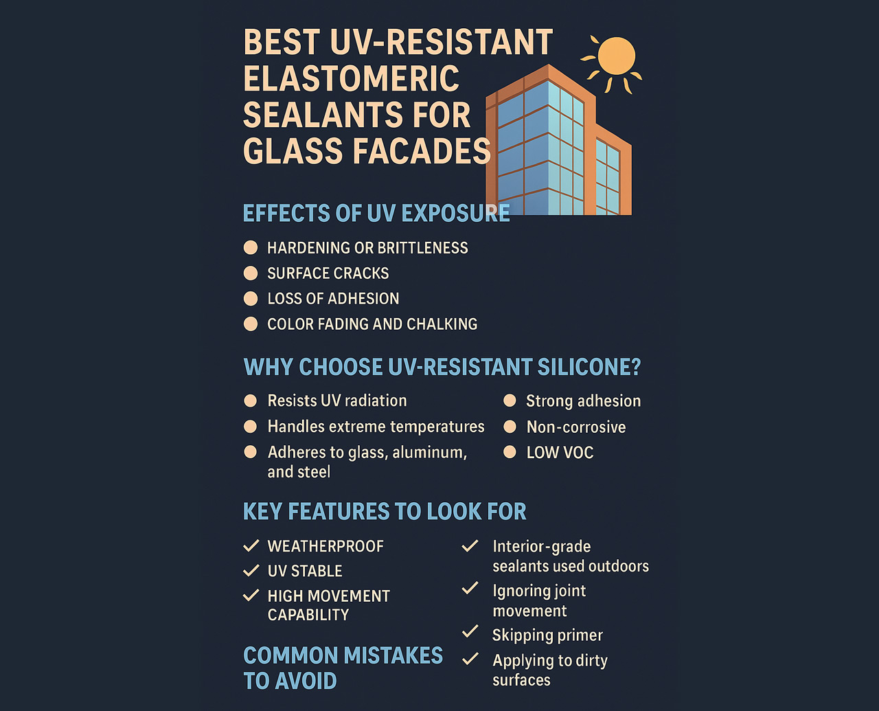 UV Resistant Elastomeric Sealants for Glass Facades: Full Guide